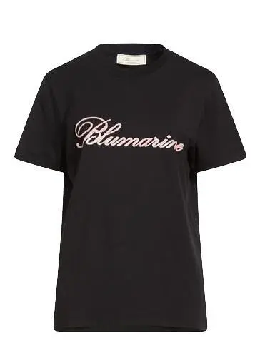 Blumarine Jersey T-shirt With Appliqués And Sequins - Black