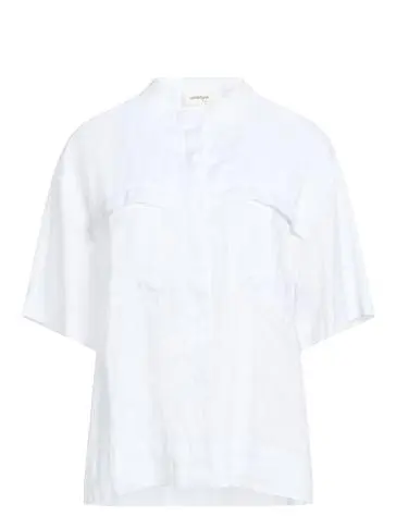 OTTOD'AME Linen Top With Embroidered Logo - White