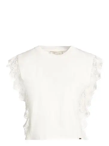 Blumarine Cotton T-shirt With Lace Trims - White