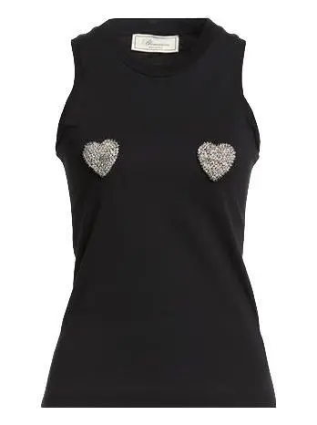 Blumarine Tank Top With Appliqués - Black