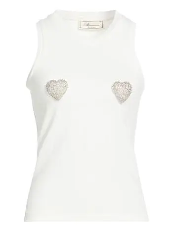Blumarine Tank Top With Appliqués - White