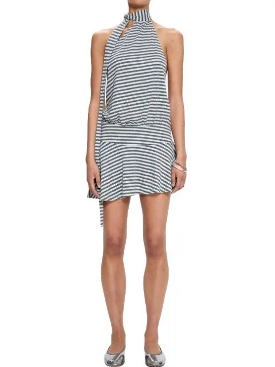 JADED LONDON Striped Backless Mini Dress - Grey