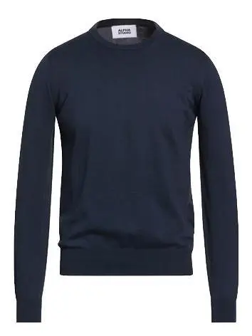 Alpha Studio Cotton Crewneck Sweater - Navy