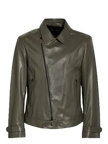 Emporio Armani Lambskin Biker Jacket - Green