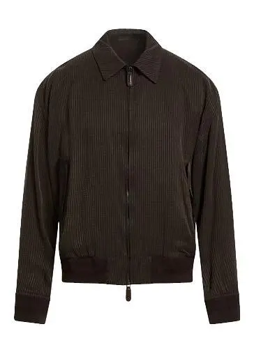 Giorgio Armani Harrington Jacket In Cupro And Viscose - Dark Brown
