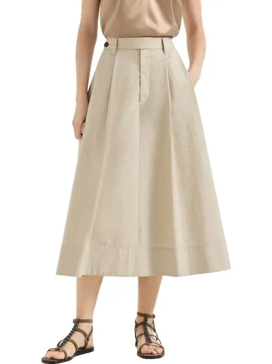 Brunello Cucinelli Sartorial Skirt With Monili Detailing - Beige