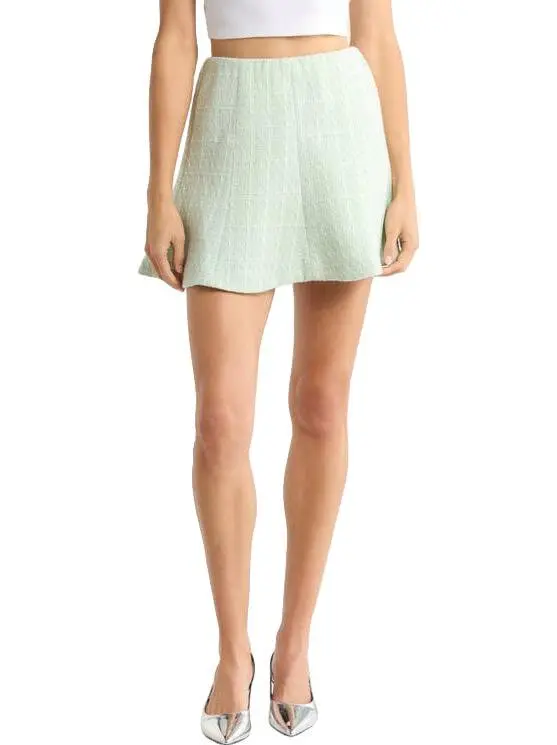 Astr The Label Kiona Metallic Tweed Miniskirt - Mint