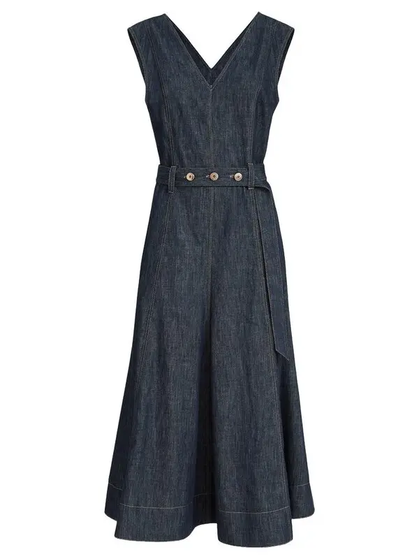 Brunello Cucinelli Twill Flared Dress - Denim