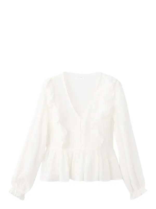Mango Flowy Ruffle Top - Off White