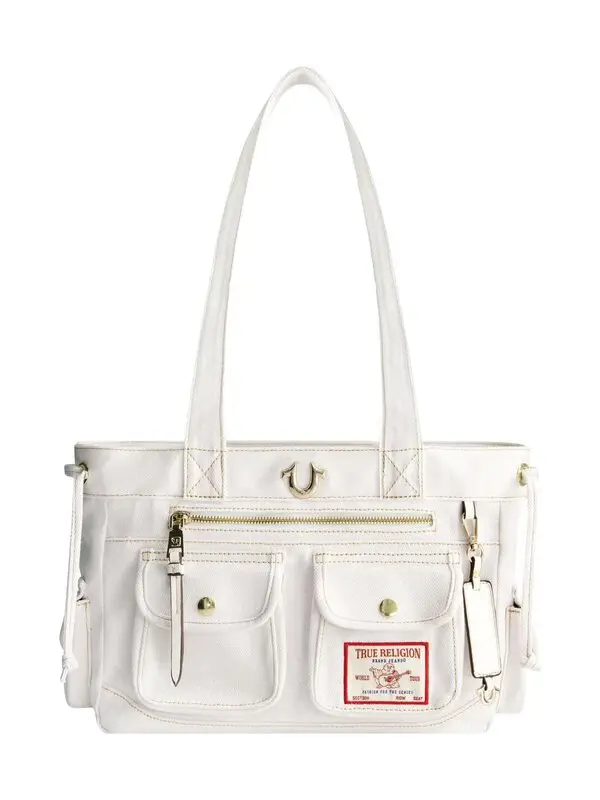 True Religion Multi-pocket Denim Tote - White