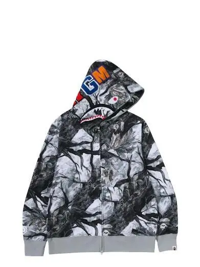 BAPE Tree Edge Camo Shark Full Zip Hoodie - White