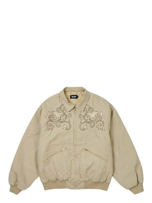 PALACE Floral Canvas Bomber Jacket - Stoney Grey