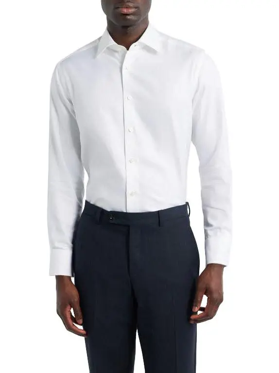 JACK VICTOR Roger Cotton Dress Shirt - White