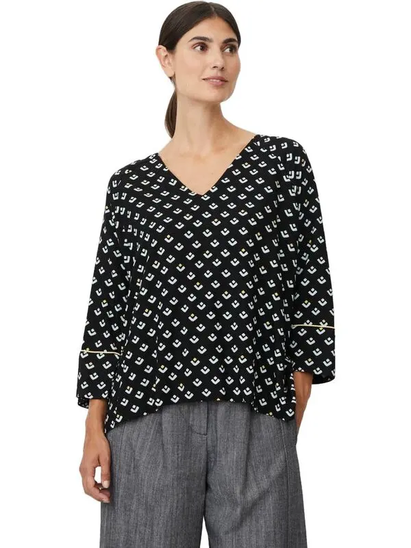 MASAI COPENHAGEN Beniko V-neck Printed Blouse - Ether