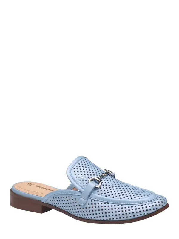 Johnston & Murphy Ali Perforated Bit Mule - Light Blue Pearlized