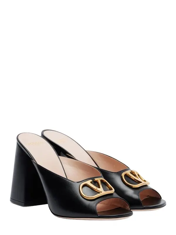 Valentino Garavani Vlogo Leather Mules - Black