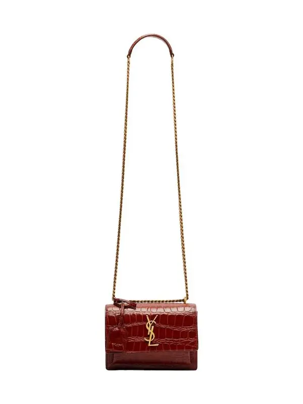 Saint Laurent Sunset Small Leather Crossbody Bag - Brown