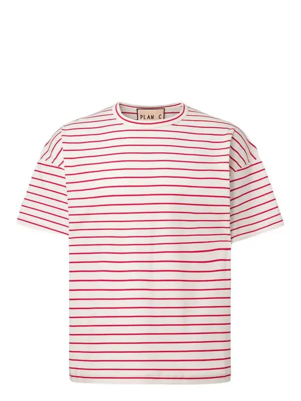 Plan C Striped Cotton T-shirt - White