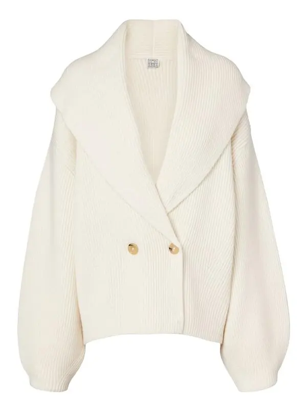TOTEME Ribbed-knit Wool-blend Cardigan - White