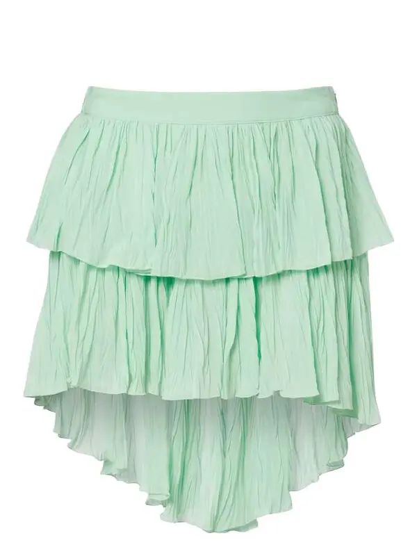 Blumarine Plissé Tiered Georgette Miniskirt - Green