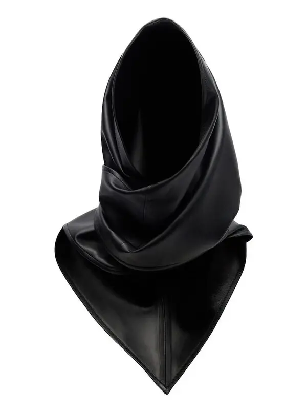 Nour Hammour Leather Hood - Black