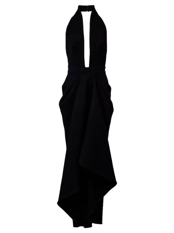 Givenchy Draped Wool-blend Crêpe Gown - Black