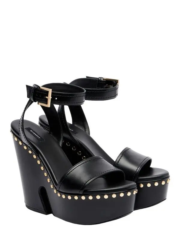 Givenchy Embellished Platform Leather Sandals - Black