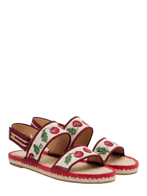 Valentino Garavani Leather-trimmed Espadrille Sandals - Multicoloured
