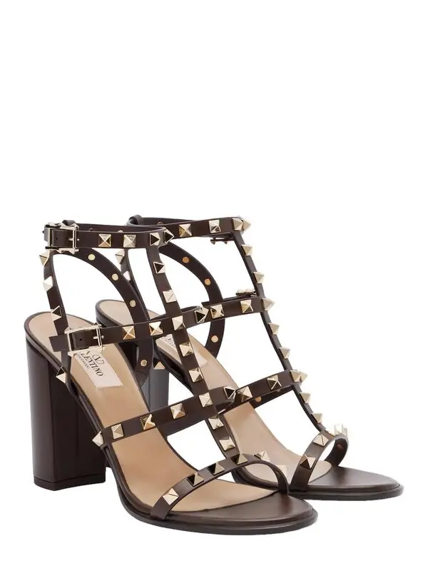 Valentino Garavani Embellished Leather Sandals - Brown