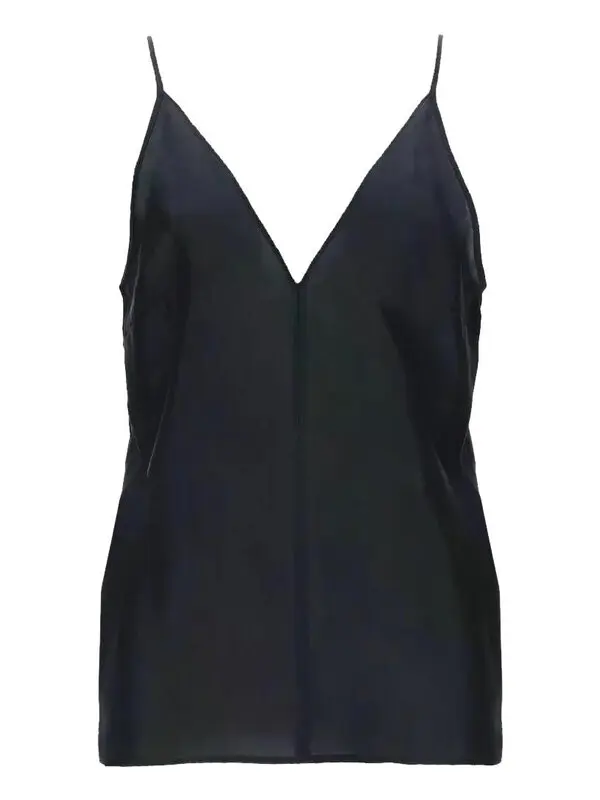 ALYSI V-neck Silk Tank Top - Black