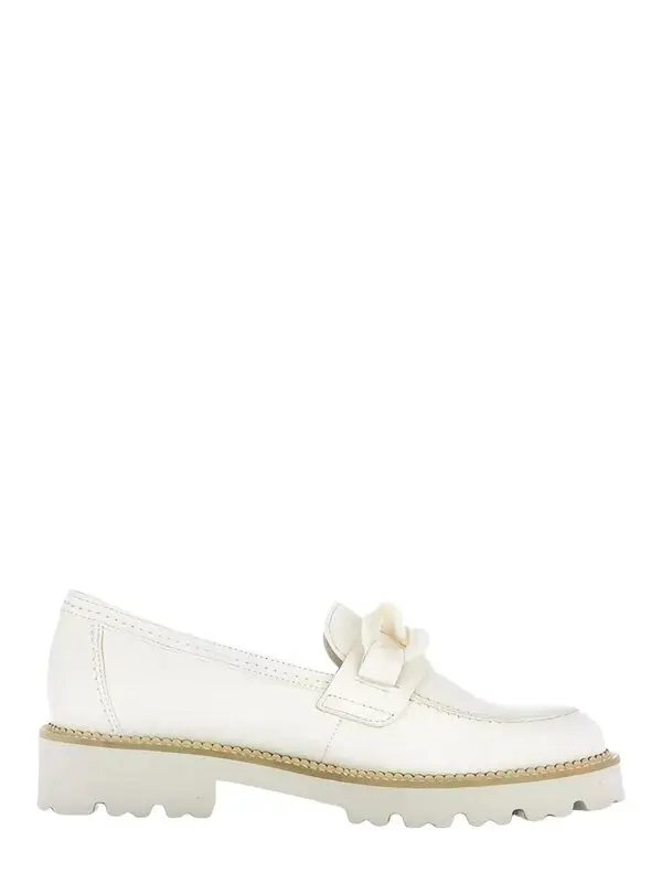 Gabor Chain-link Leather Loafers - White