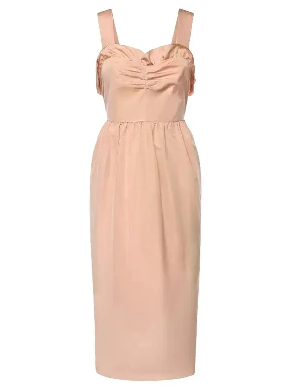 Chloé Ruffled Ruched Midi Dress - Neutrals