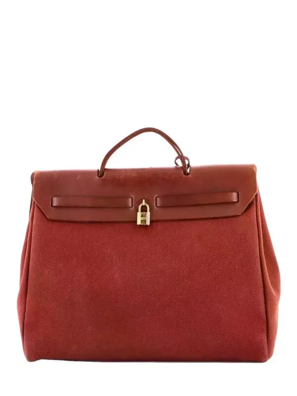Hermès Herbag Zip Leather And Toile 39 Satchel - Brown