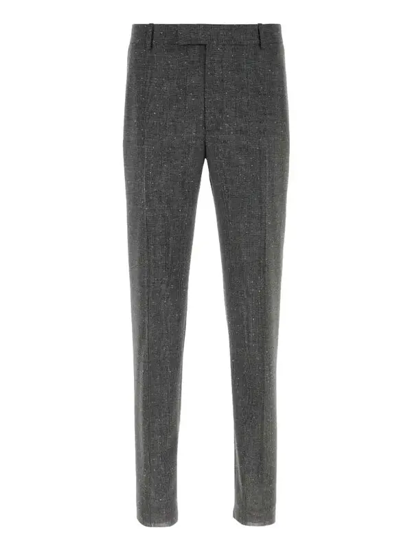 Alexander McQueen Embroidered Wool Cigarette Trousers - Grey