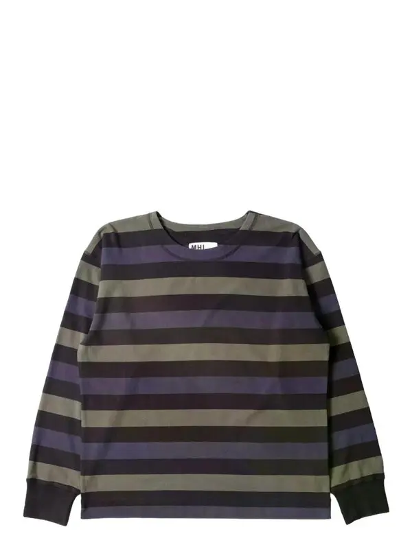 MARGARET HOWELL Crew-neck Striped T-shirt - Black