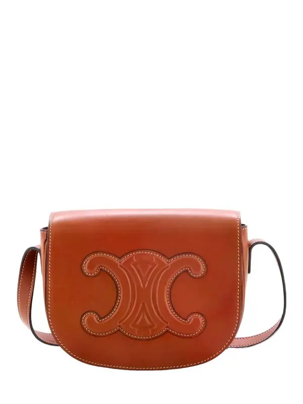 Celine Cuir Triomphe Folco Leather Crossbody Bag - Brown