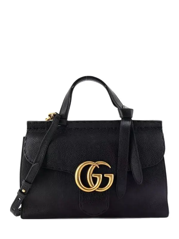 Gucci Gg Marmont Top Handle Satchel - Black