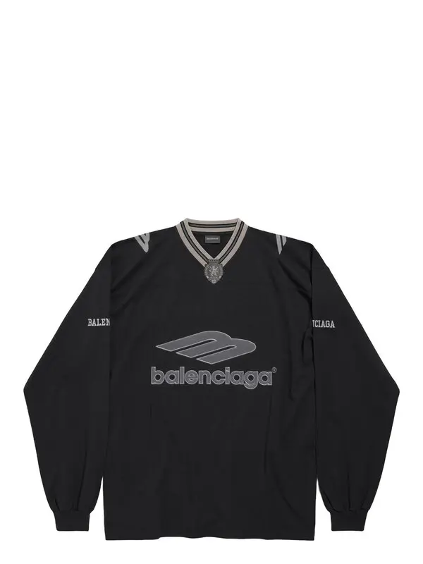 Balenciaga 3b Football Long Sleeve V-neck T-shirt - Black