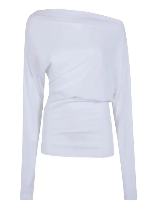 ANN DEMEULEMEESTER Roos Bias Cut Drop Shoulder Top - White
