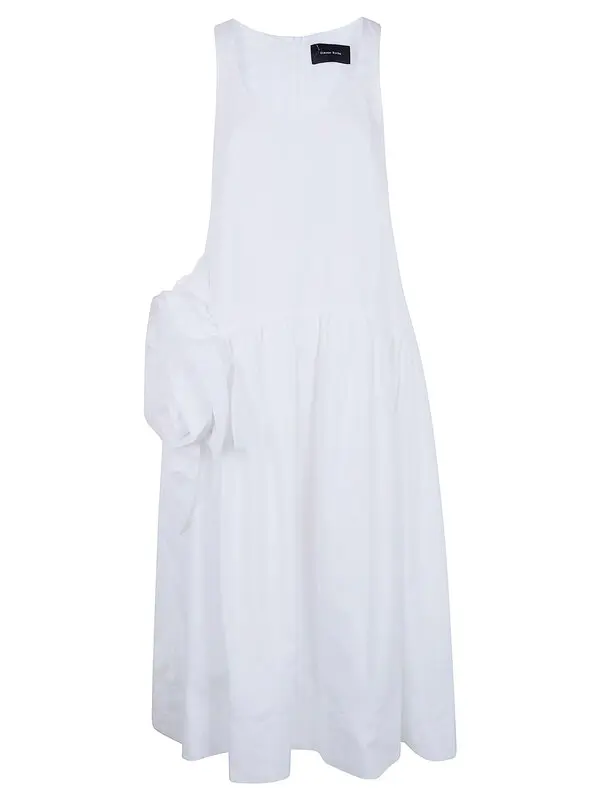 Simone Rocha Pressed Rosette Tapered Back Flounce Dress - White