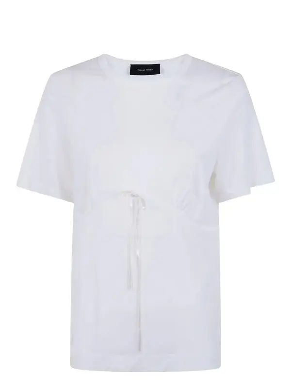 Simone Rocha Gathered Bust Bow T-shirt - White