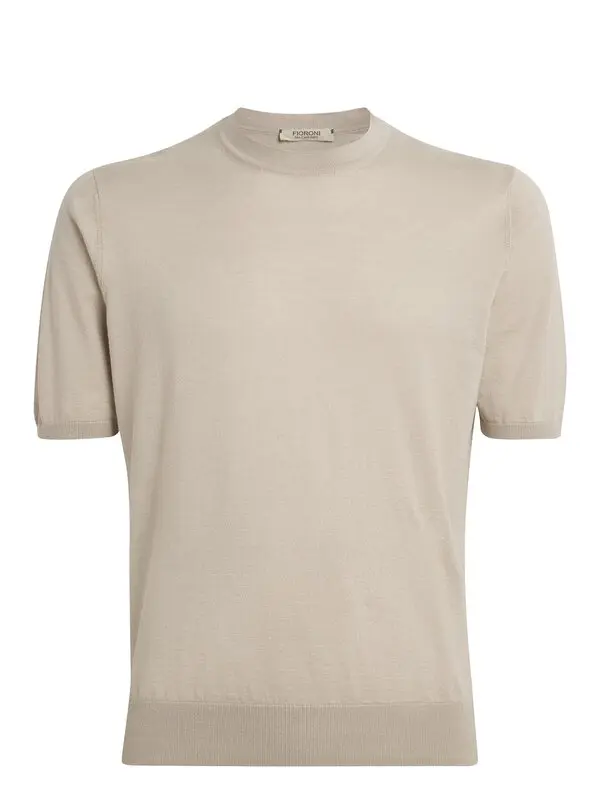 FIORONI CASHMERE Cotton-cashmere T-shirt - Beige