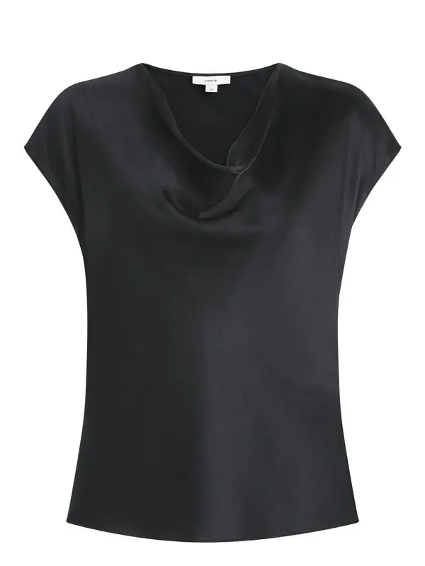 Vince Silk Cowl-neck Blouse - Black