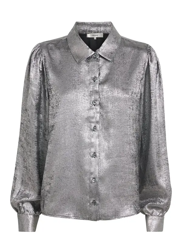 FRAME The Shiny Staple Blouse - Grey