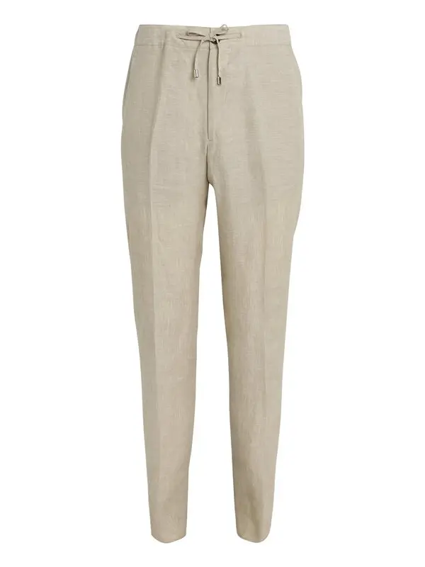 FIORONI CASHMERE Linen Drawstring Trousers - Beige