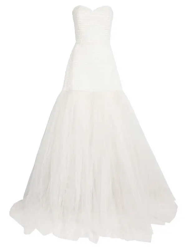 SANDRA MANSOUR Entre Deux Strapless Gown - White