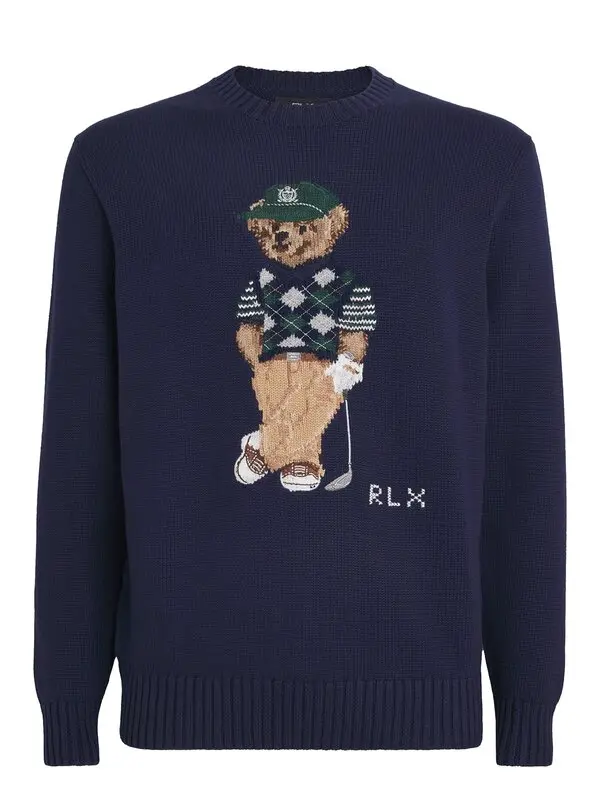 Rlx Ralph Lauren Cotton-blend Polo Bear Sweater - Navy