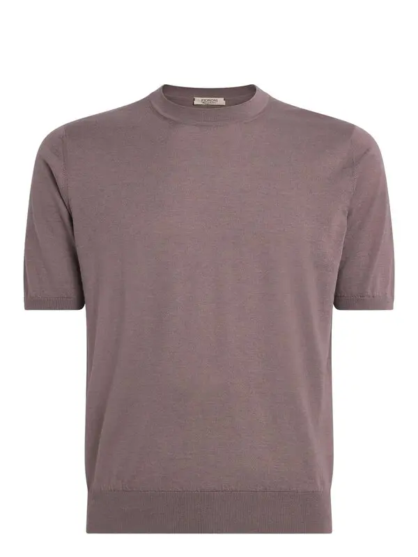 FIORONI CASHMERE Cotton-cashmere T-shirt - Brown