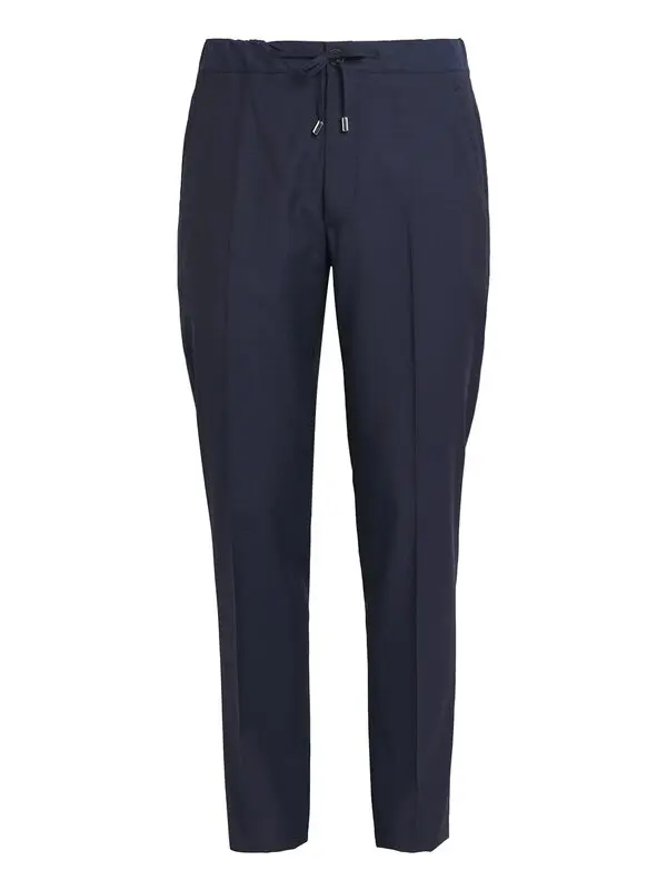 FIORONI CASHMERE Wool-mohair Drawstring Tailored Trousers - Navy