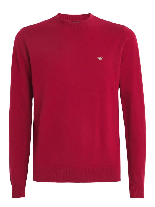 Emporio Armani Wool-cashmere Logo Sweater - Red